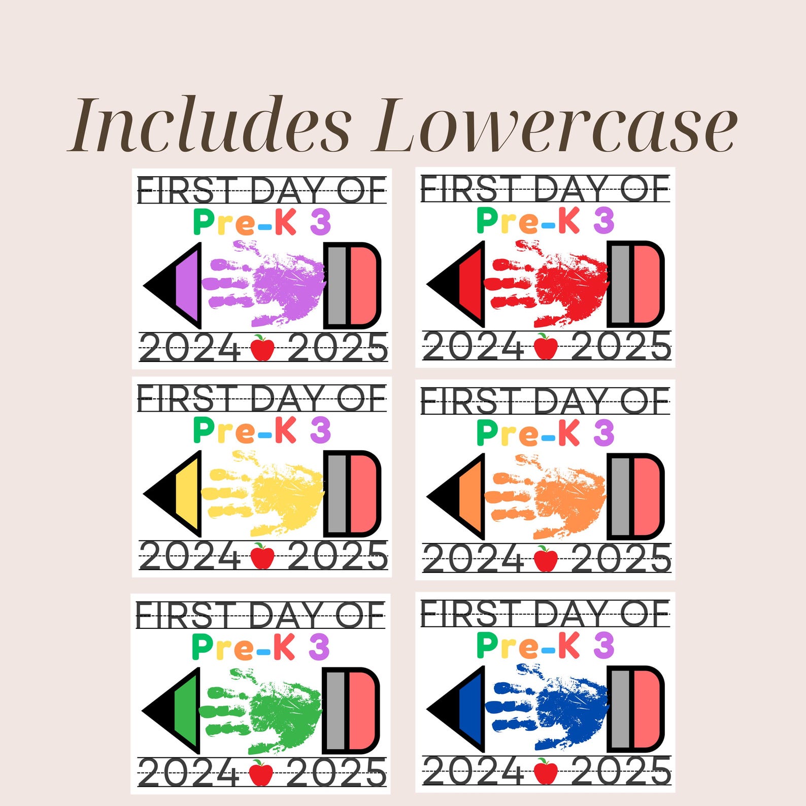 First Day of Prek 3 Handprint Craft, Pencil First Day of School Pre K 3 ...