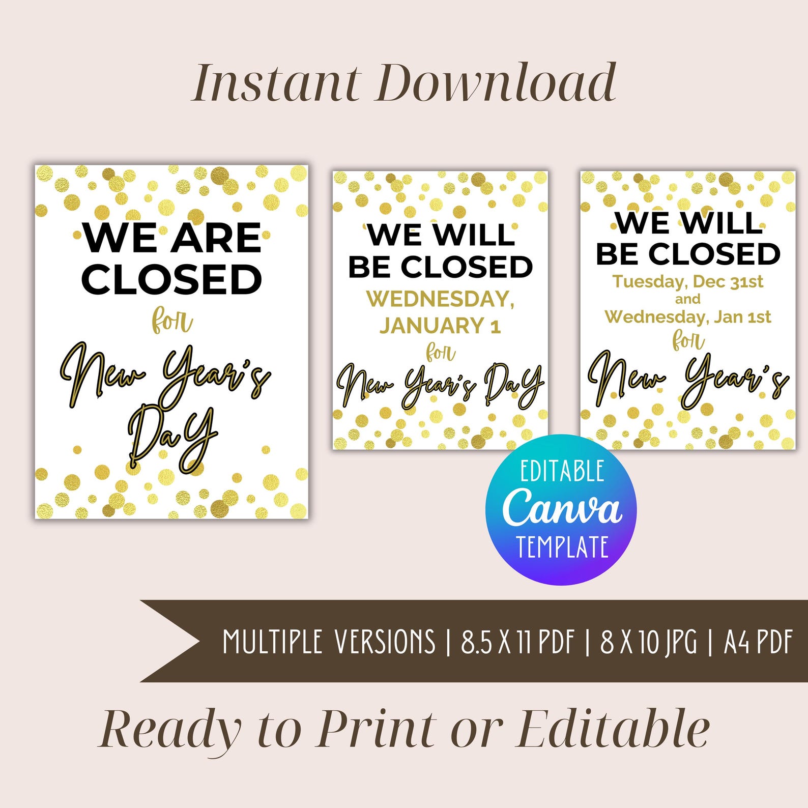 We Will Be Closed for New Years Day Printable Sign, We Are Closed for ...