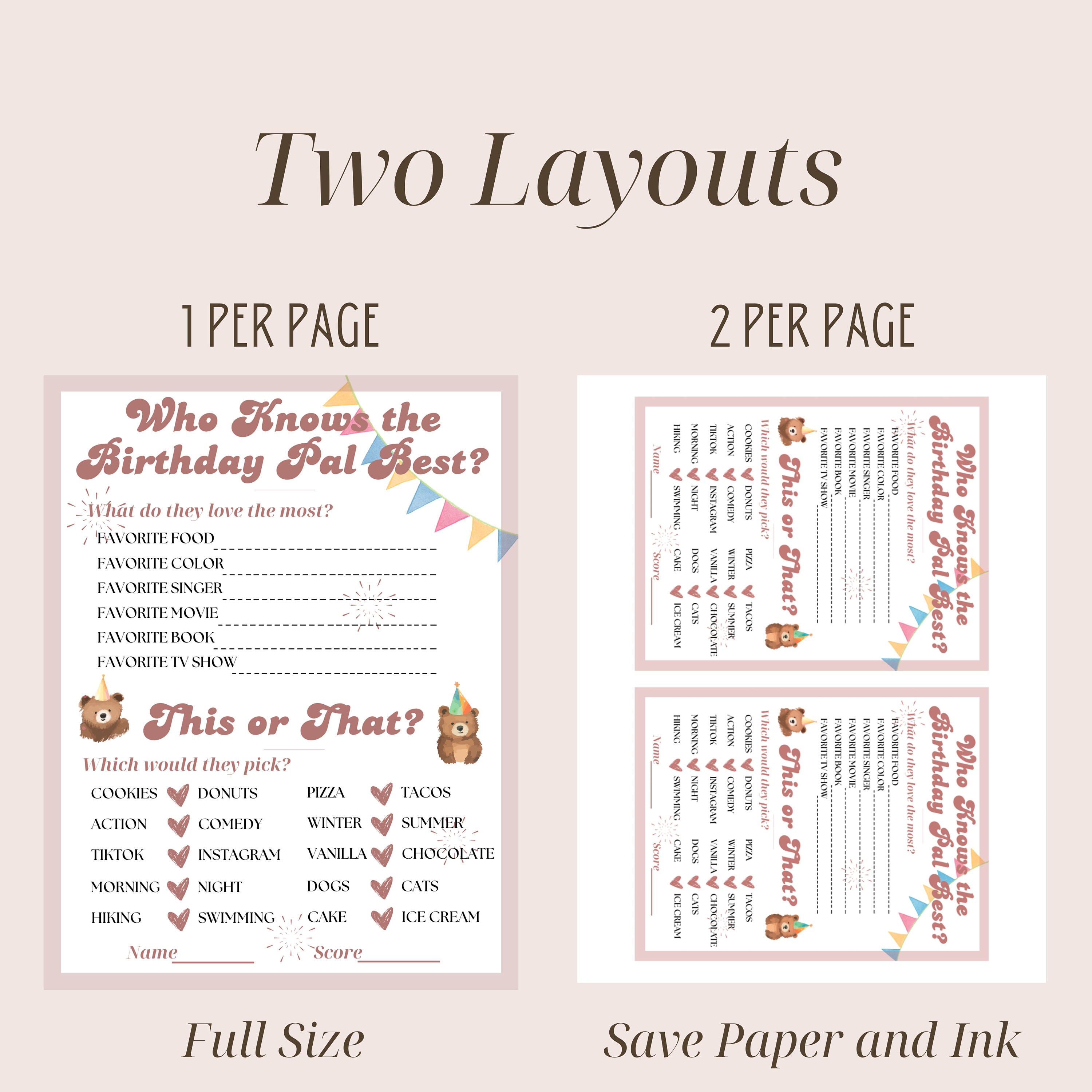 Who Knows the Birthday Pal Best, Birthday Questionnaire Activity ...