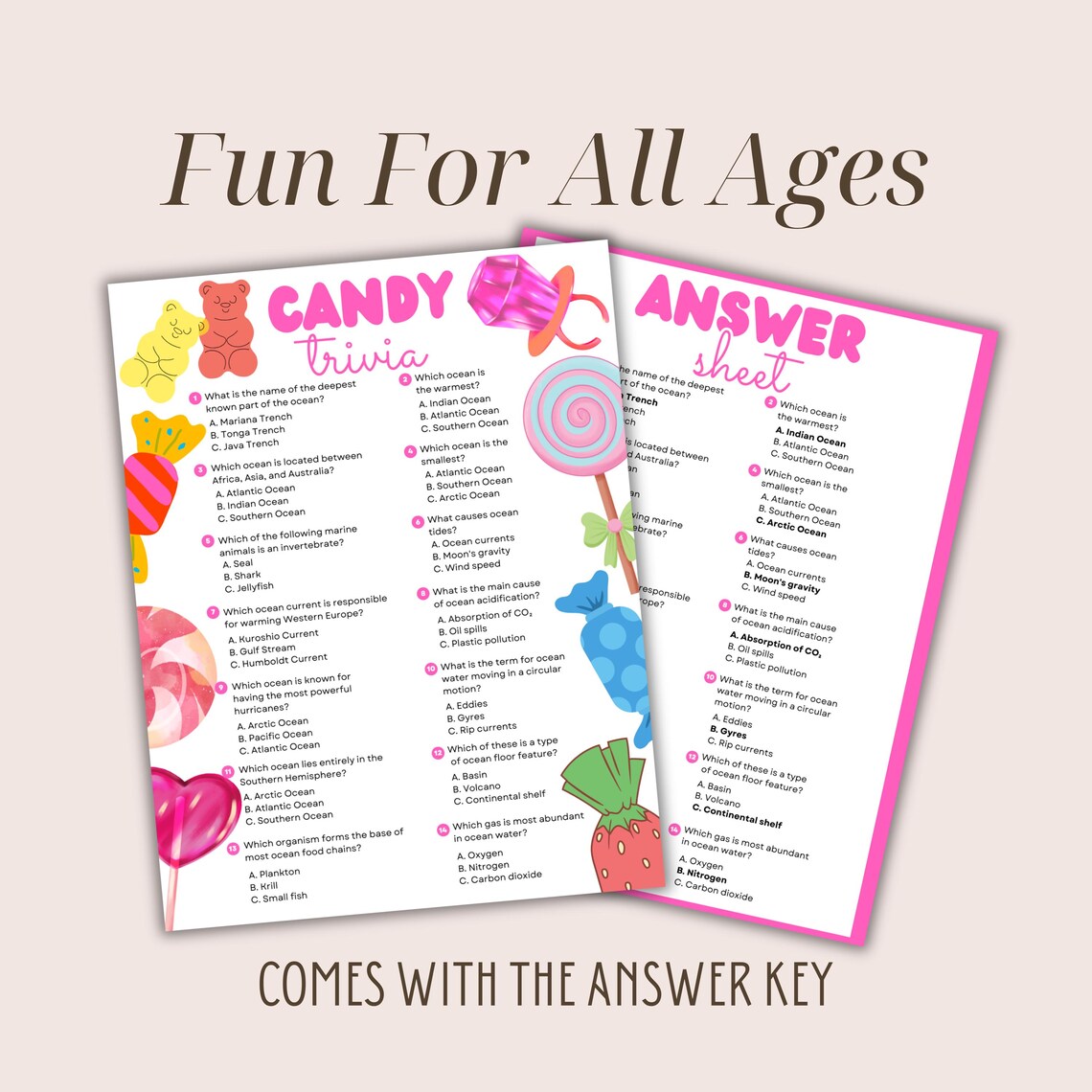 Candy Trivia Game, Printable Candy Game for Kids & Adults, Sweets ...