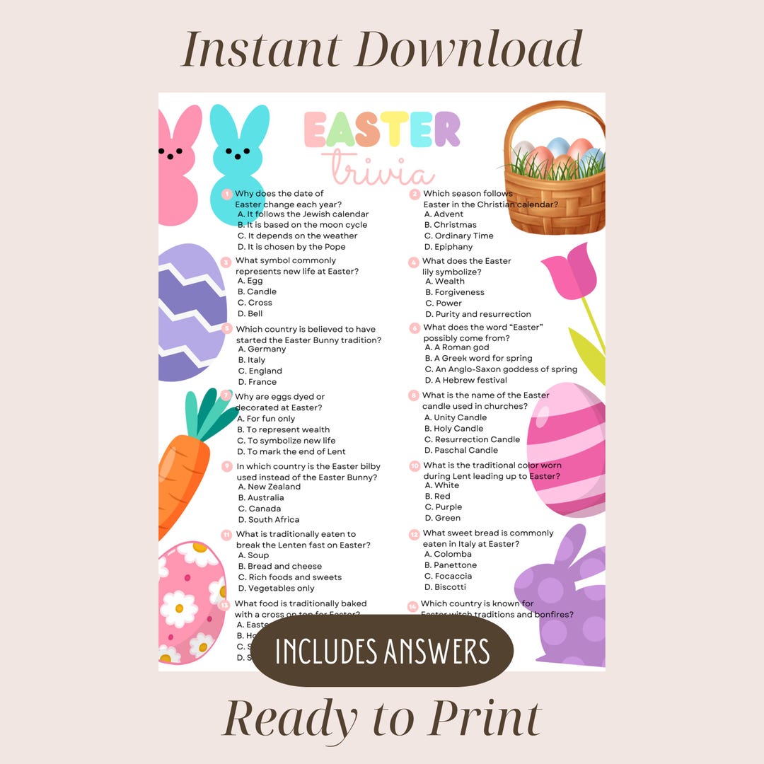 Easter Trivia Game, Easter Egg Hunt Activity, Sunday School Games ...