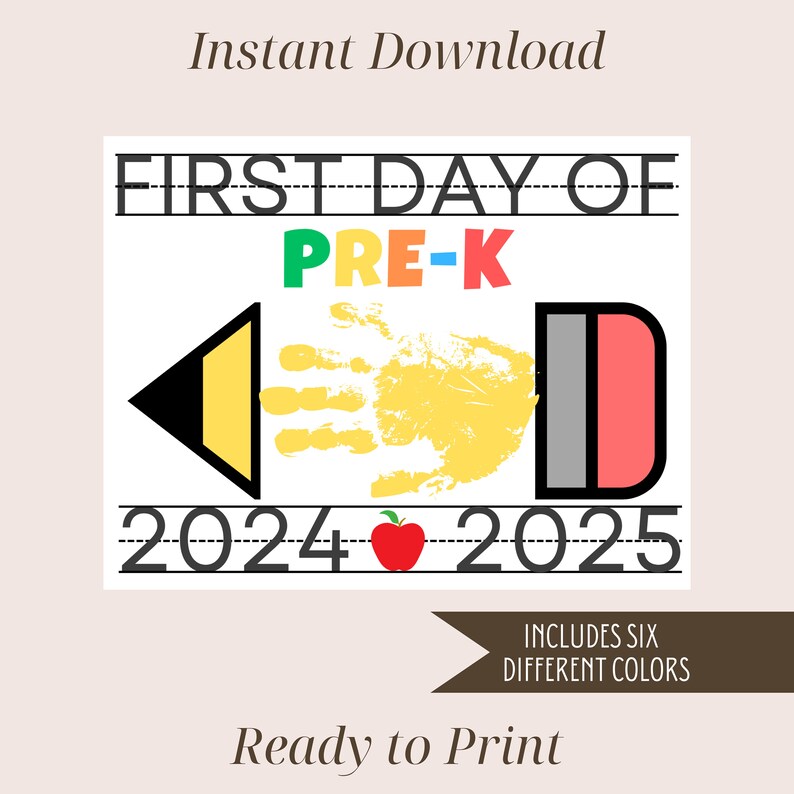 First Day of Prek Handprint Craft, Pencil First Day of School Pre K ...