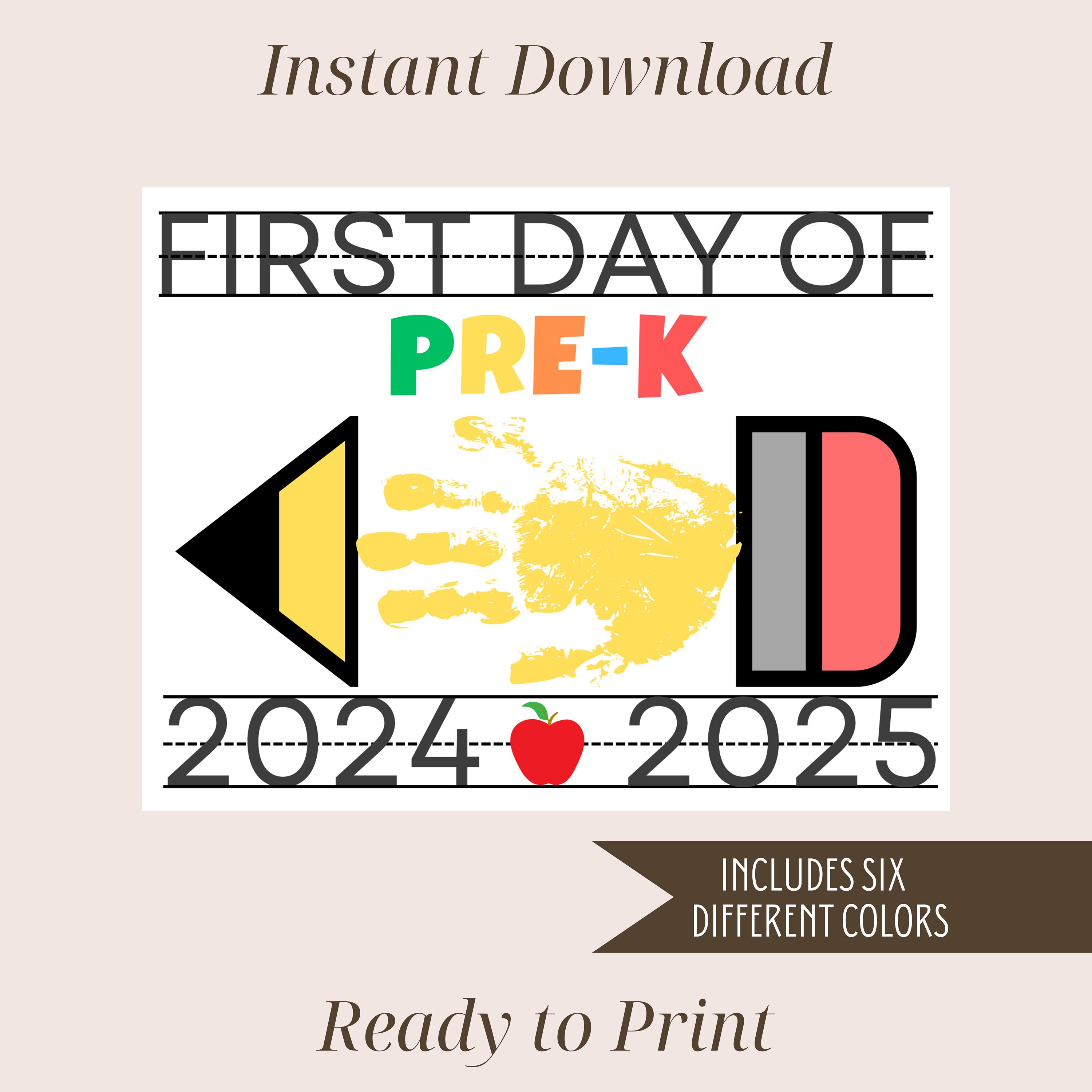 First Day of Prek Handprint Craft, Pencil First Day of School Pre K ...