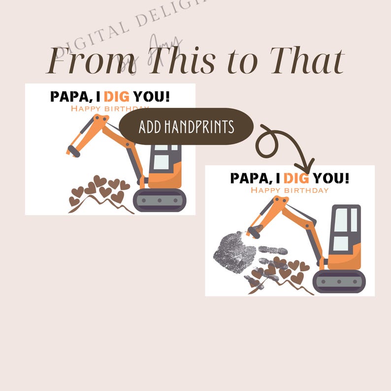 Papa I Dig You Handprint Art, Construction Happy Birthday Papa Activity, Daddy Happy Birthday ...