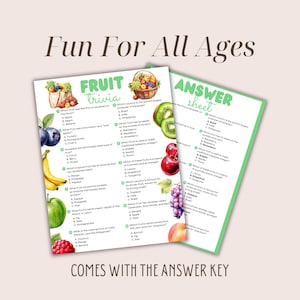 Fruit Trivia Game, Printable Fruit Party Game for Adults & Kids, Fruit ...