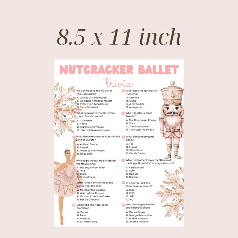 Nutcracker Trivia, December Trivia Game, Christmas Eve Game, Winter ...