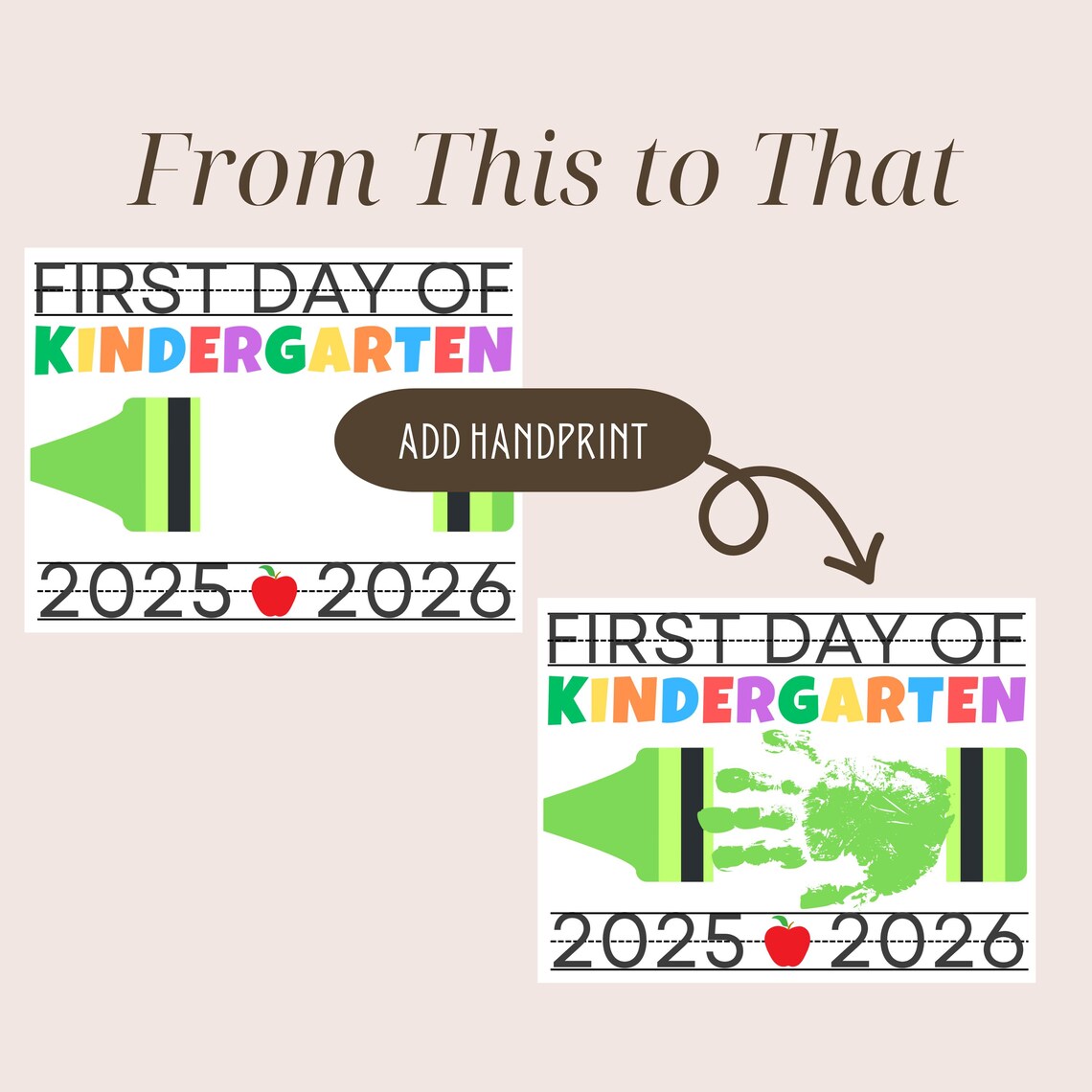 First Day of Kindergarten Handprint Craft, Back to School Printable ...