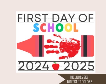 First Day of Preschool Handprint Craft, Back to School Printable ...