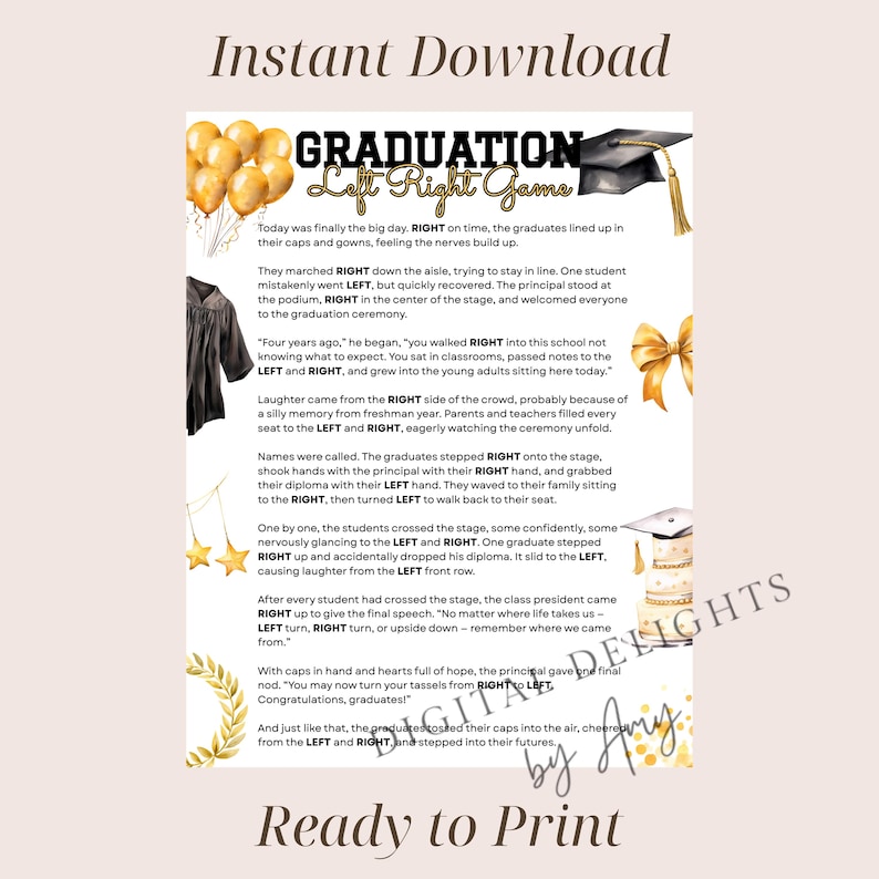 Graduation Left Right Game, Printable Graduation Party Game, Grad Party ...