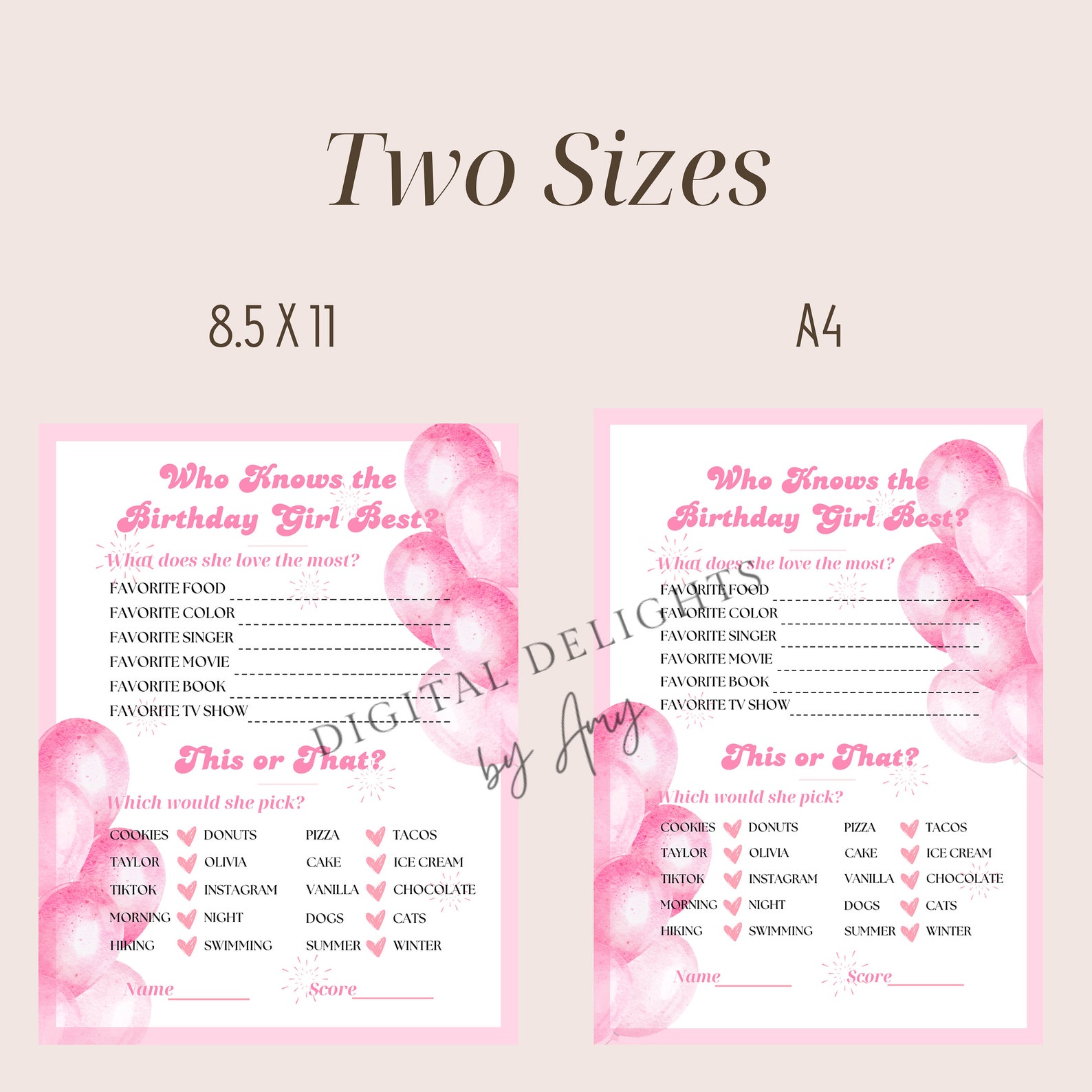 Who Knows the Birthday Girl Best, Birthday Questionnaire Activity ...