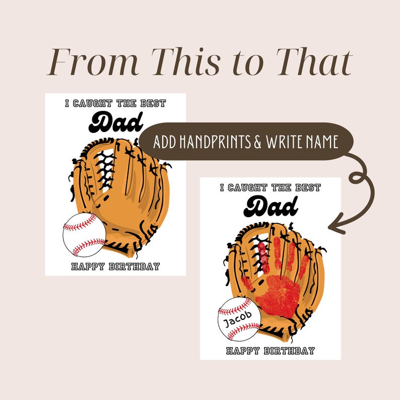 Happy Birthday Dad Handprint Art, Baseball Birthday Activity, Baseball ...