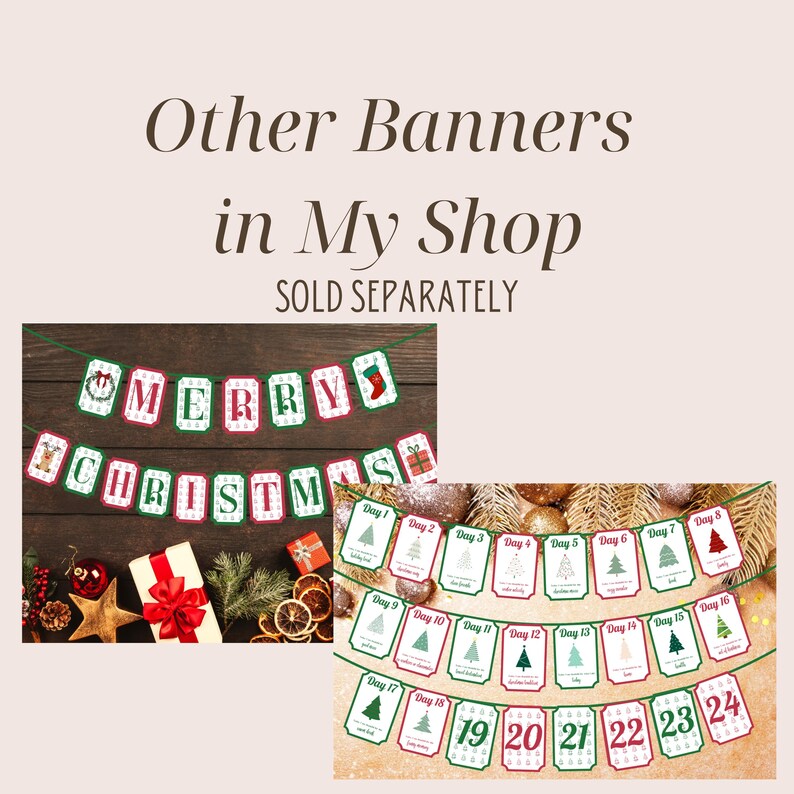 Merry Christmas Banner Printable Digital Download, Red and Green ...