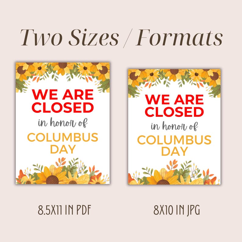 We Are Closed for Columbus Day Printable Sign, We Will Be Closed for ...