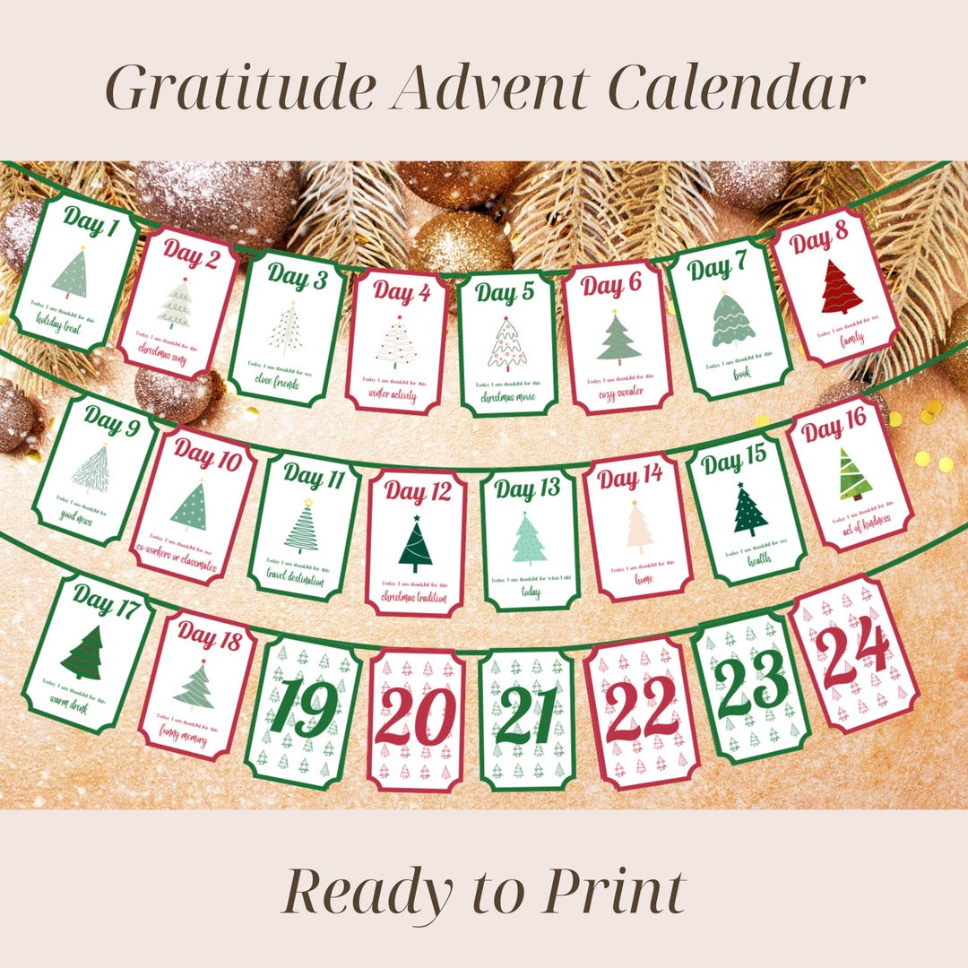 Gratitude Advent Calendar Printable Digital Download, Gratitude ...