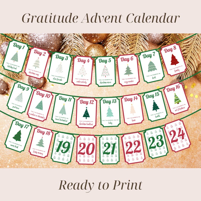 Gratitude Advent Calendar Printable Digital Download, Gratitude ...