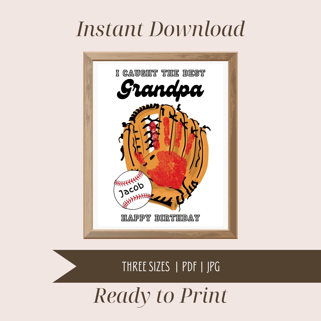Happy Birthday Grandpa Handprint Art, Baseball Birthday Activity ...