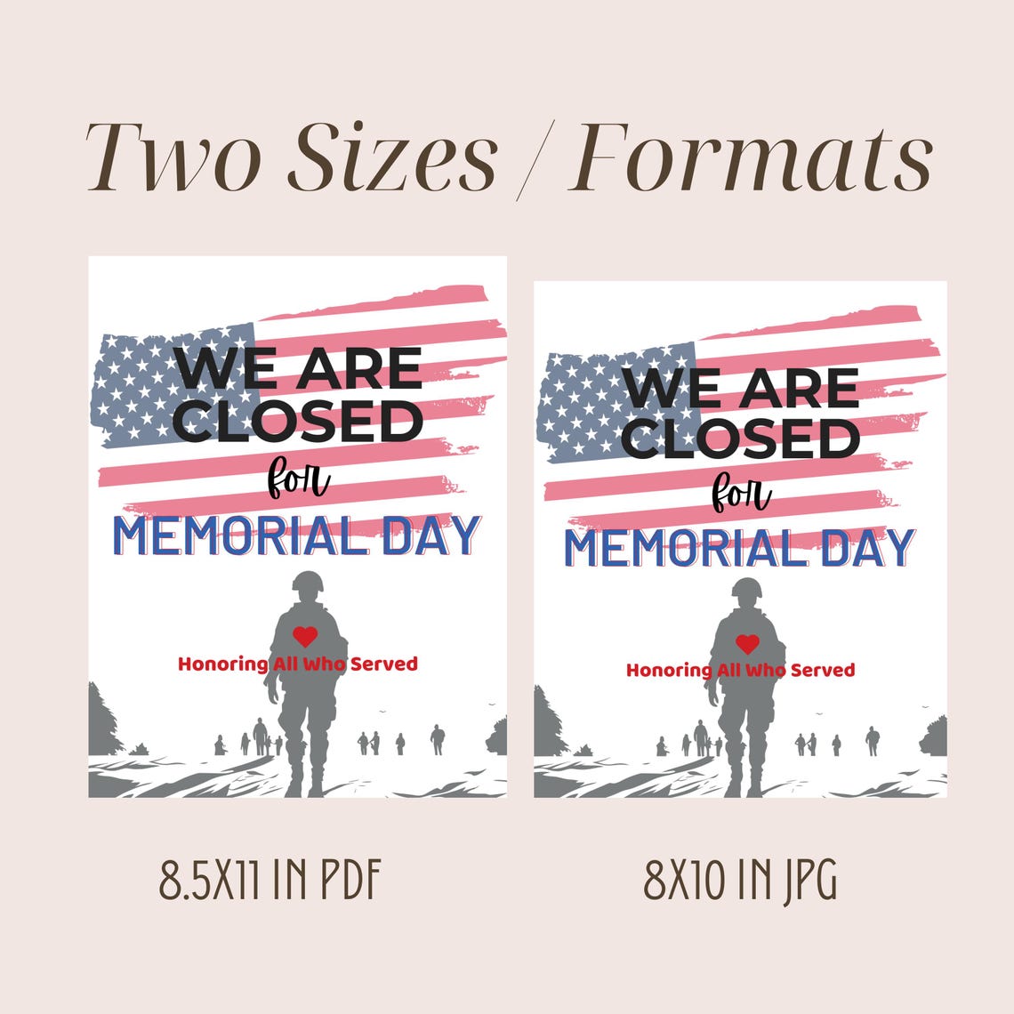 We Are Closed for Memorial Day Printable Sign, We Will Be Closed for ...