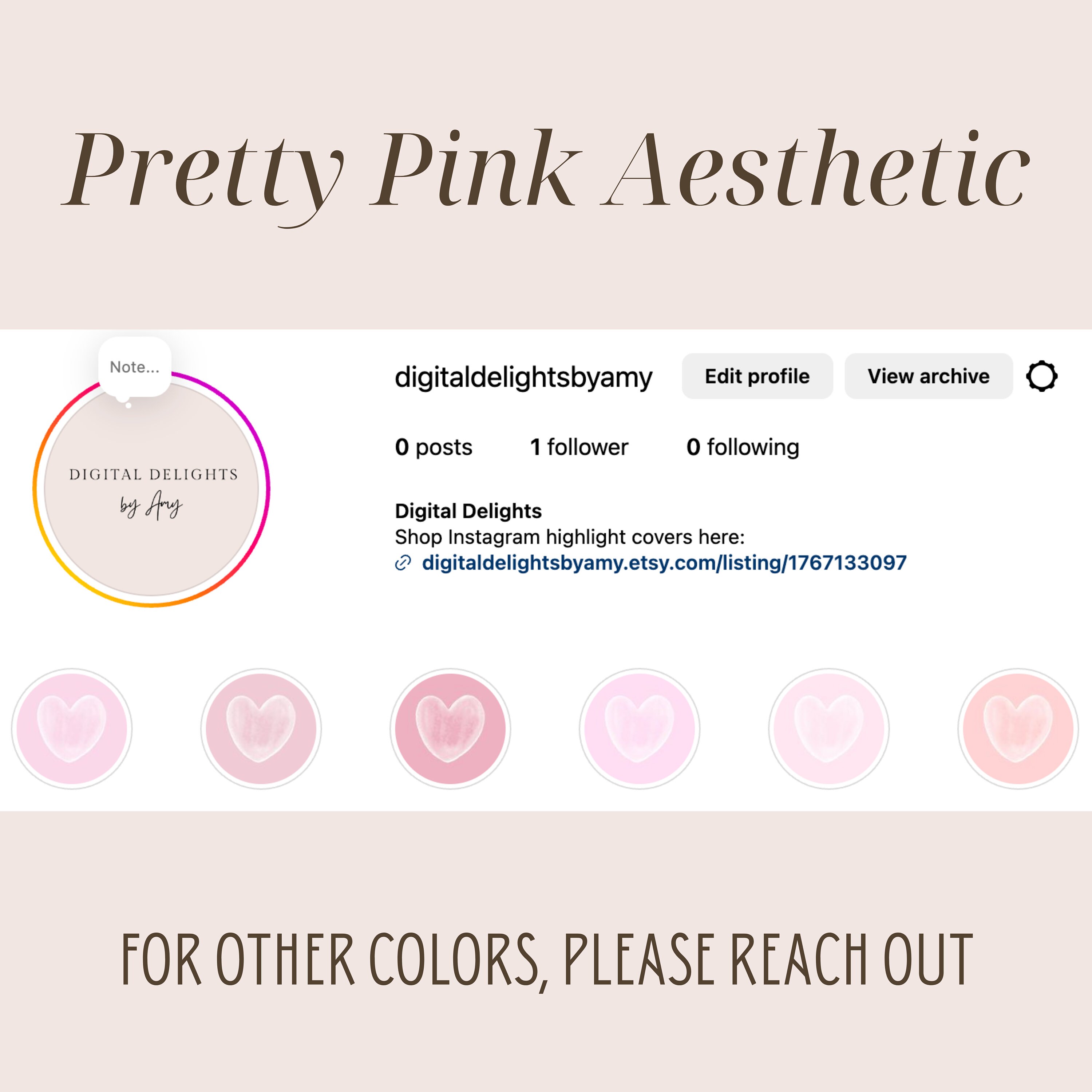 28 Pink Instagram Highlight Covers, Watercolor Hearts IG Story Icons ...