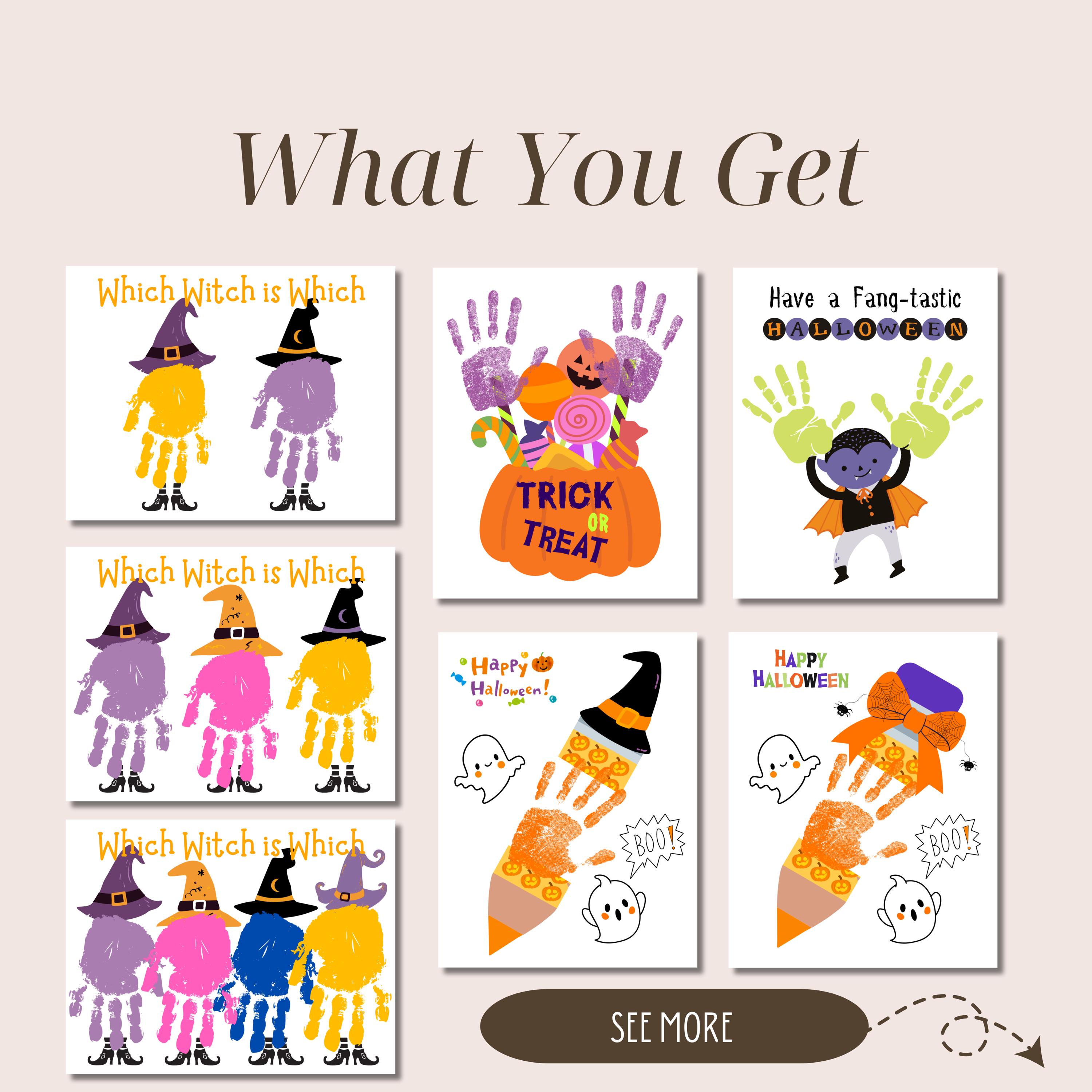 Halloween Handprint Bundle Printables, Witches Handprint Craft, Ghosts ...