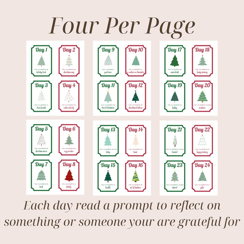 Gratitude Advent Calendar Printable Digital Download, Gratitude ...