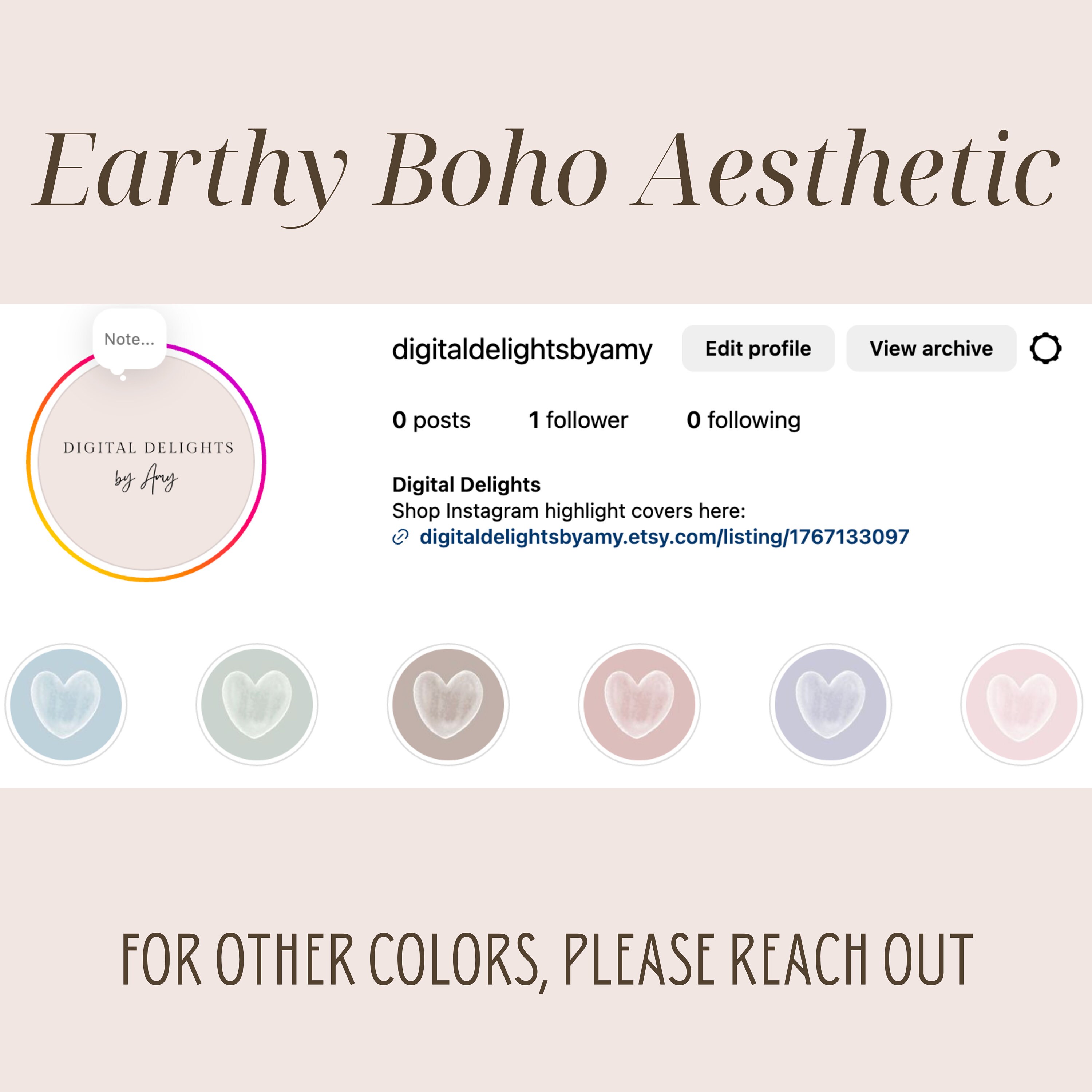 20 Boho Instagram Highlight Covers, Watercolor Hearts IG Story Icons ...