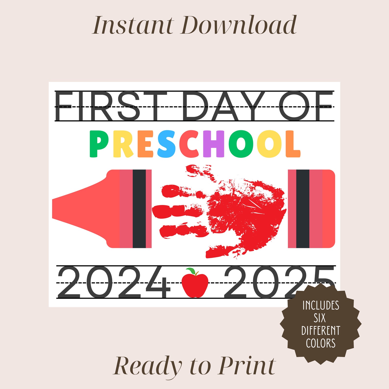 First Day of Preschool Handprint Craft, Back to School Printable ...