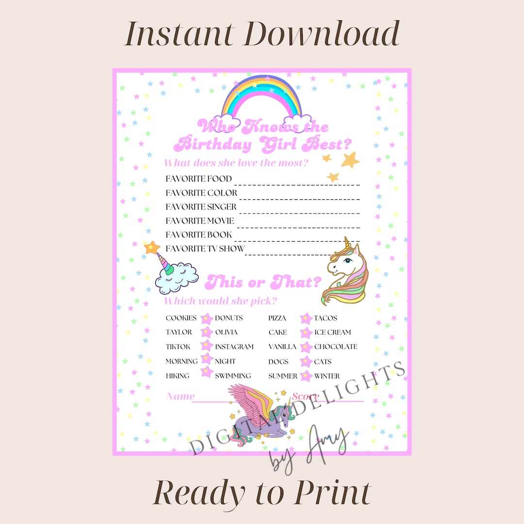 Unicorn Who Knows the Birthday Girl Best, Unicorn Theme Party, Birthday ...