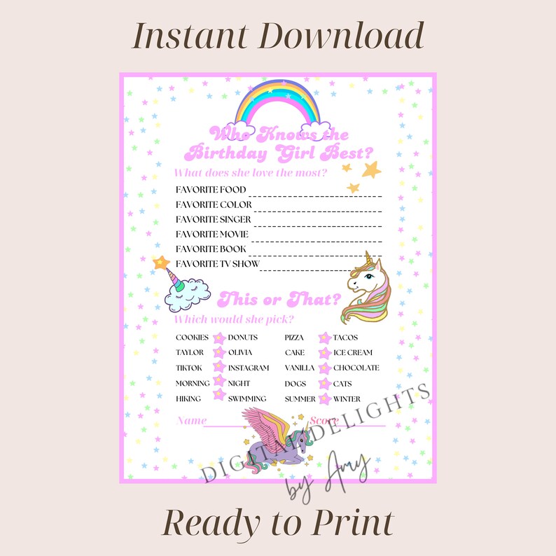 Unicorn Who Knows the Birthday Girl Best, Unicorn Theme Party, Birthday ...