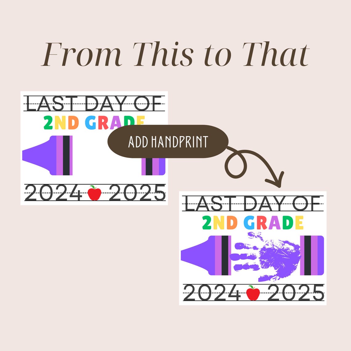 Last Day of 2nd Grade Handprint Craft, End of 2nd Grade Printable ...