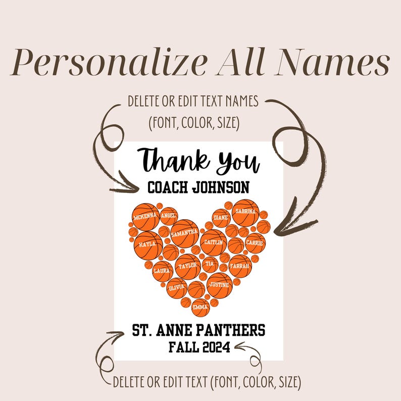 Editable Basketball Coach Appreciation Gift Printable, Signable ...