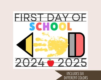 Back to School Handprint Art Pencil Craft First Day of School Activity ...