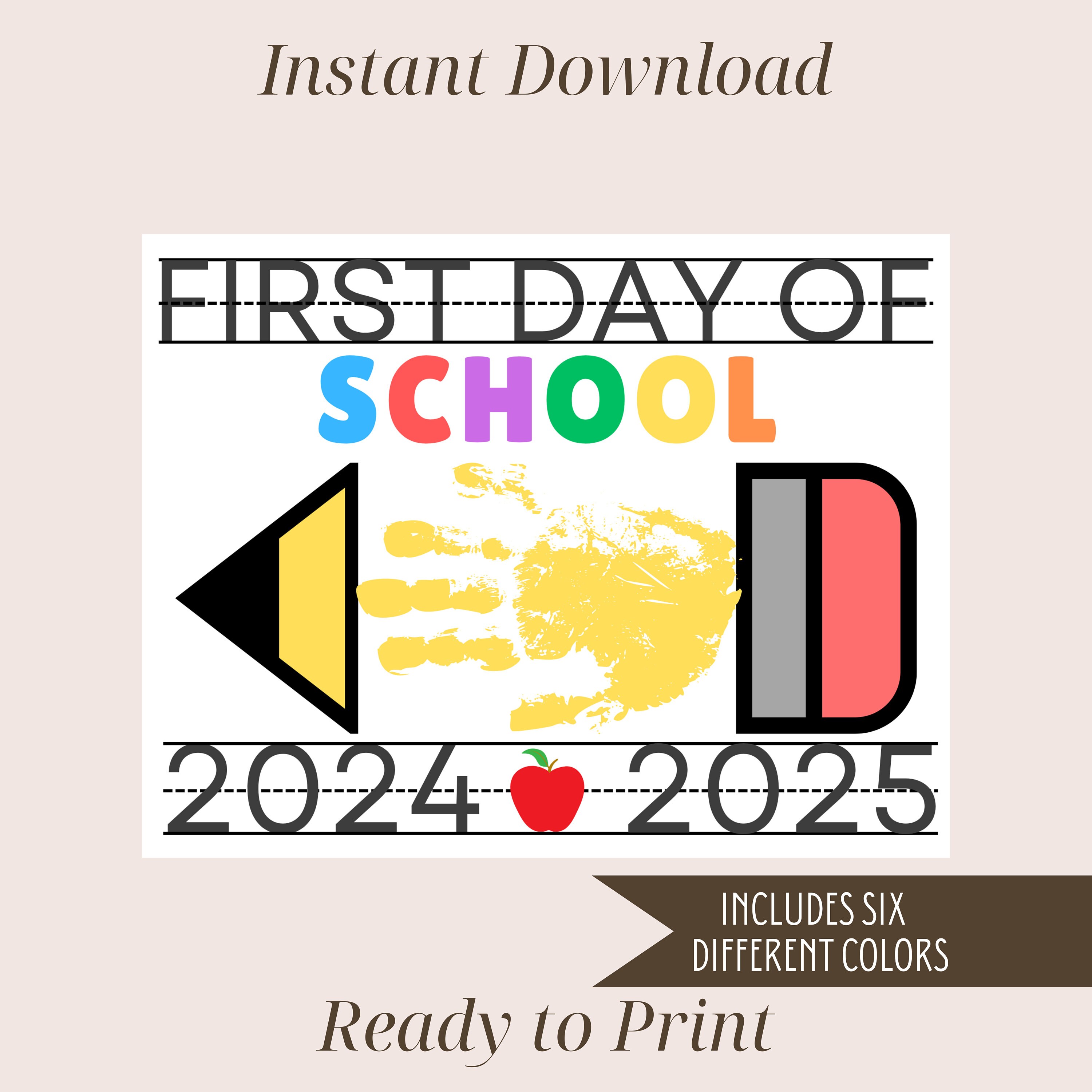 Pencil First Day of School Handprint Craft, Back to School Printable ...