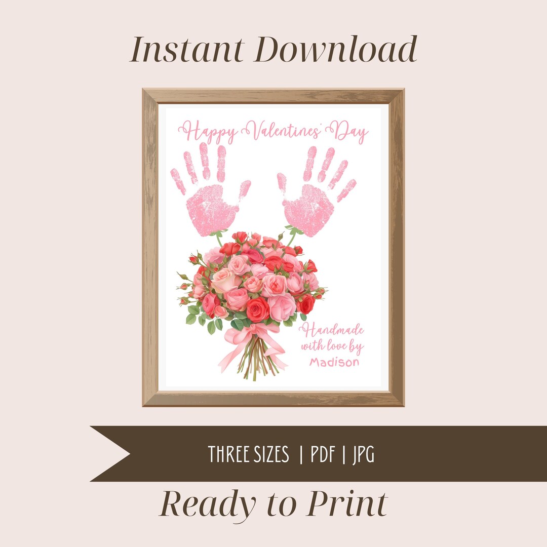Happy Valentine's Day Handprint Craft, DIY Valentines Craft, Kids ...