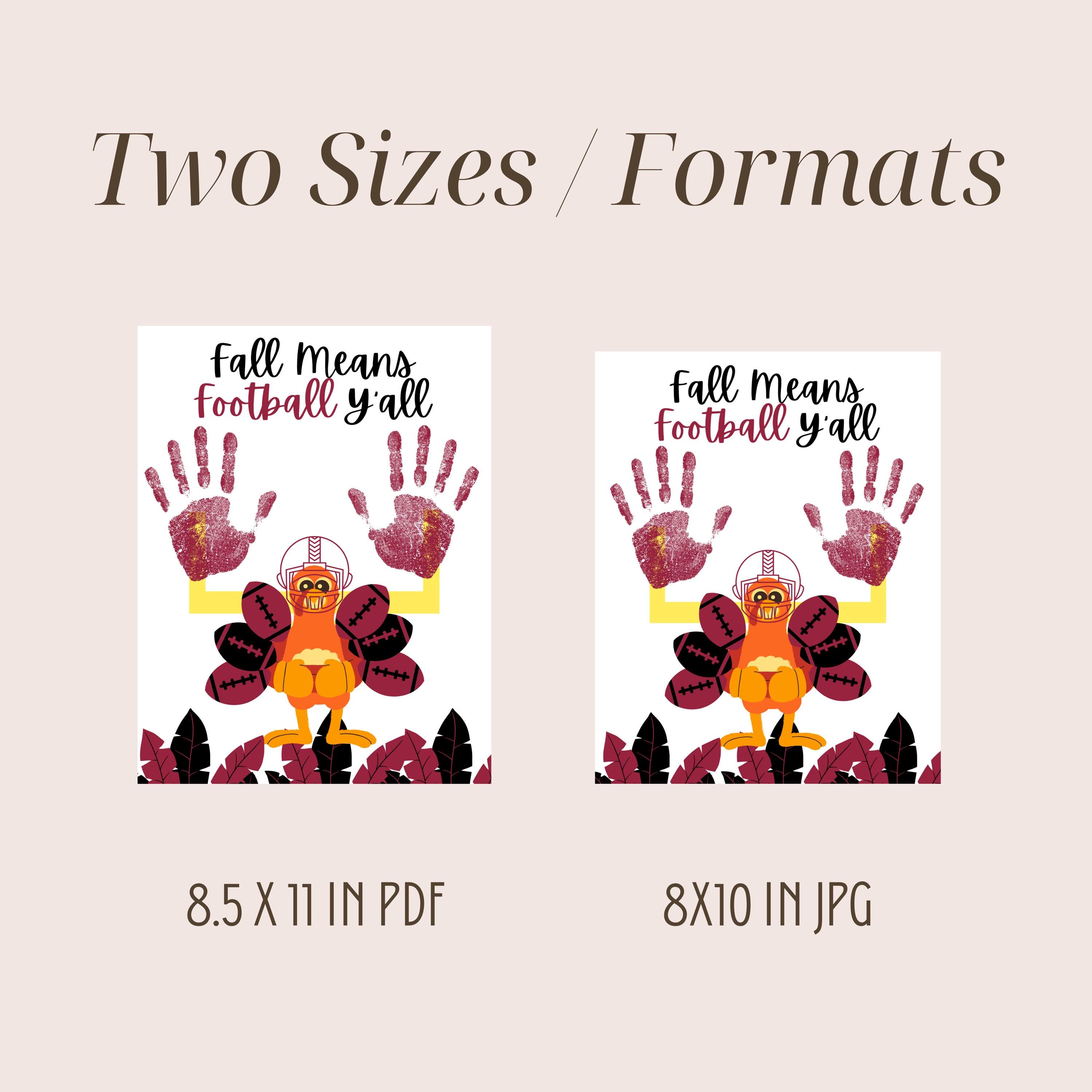 Fall Football Handprint Art, Red and Black Football Handprint, Gift for ...