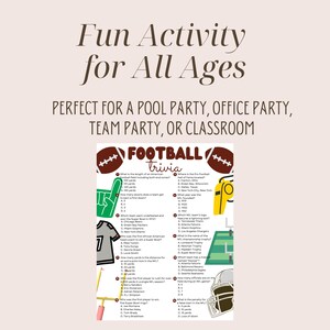 Football Trivia Game, Printable Football Party Game for Adults & Kids ...