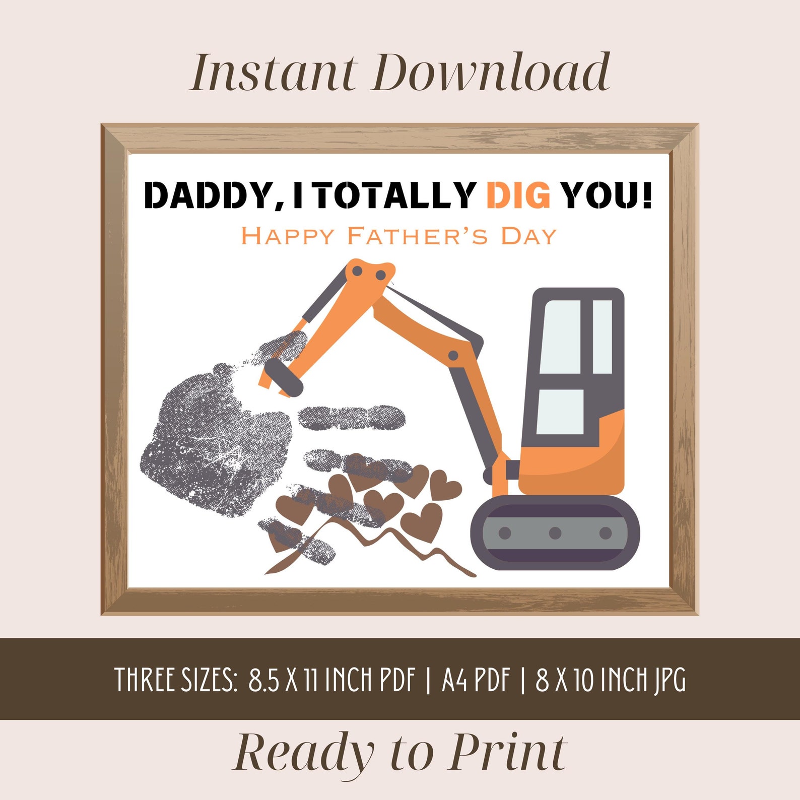 Father's Day Handprint Art, I Dig You Handprint, Gift for Dad From Kids ...