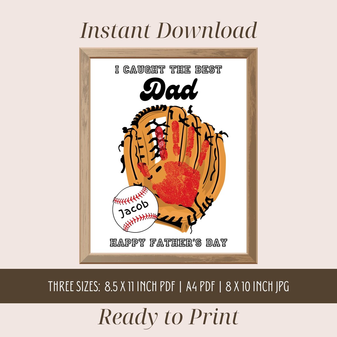 Father's Day Handprint Art, Fathers Day Baseball Handprint Activity ...