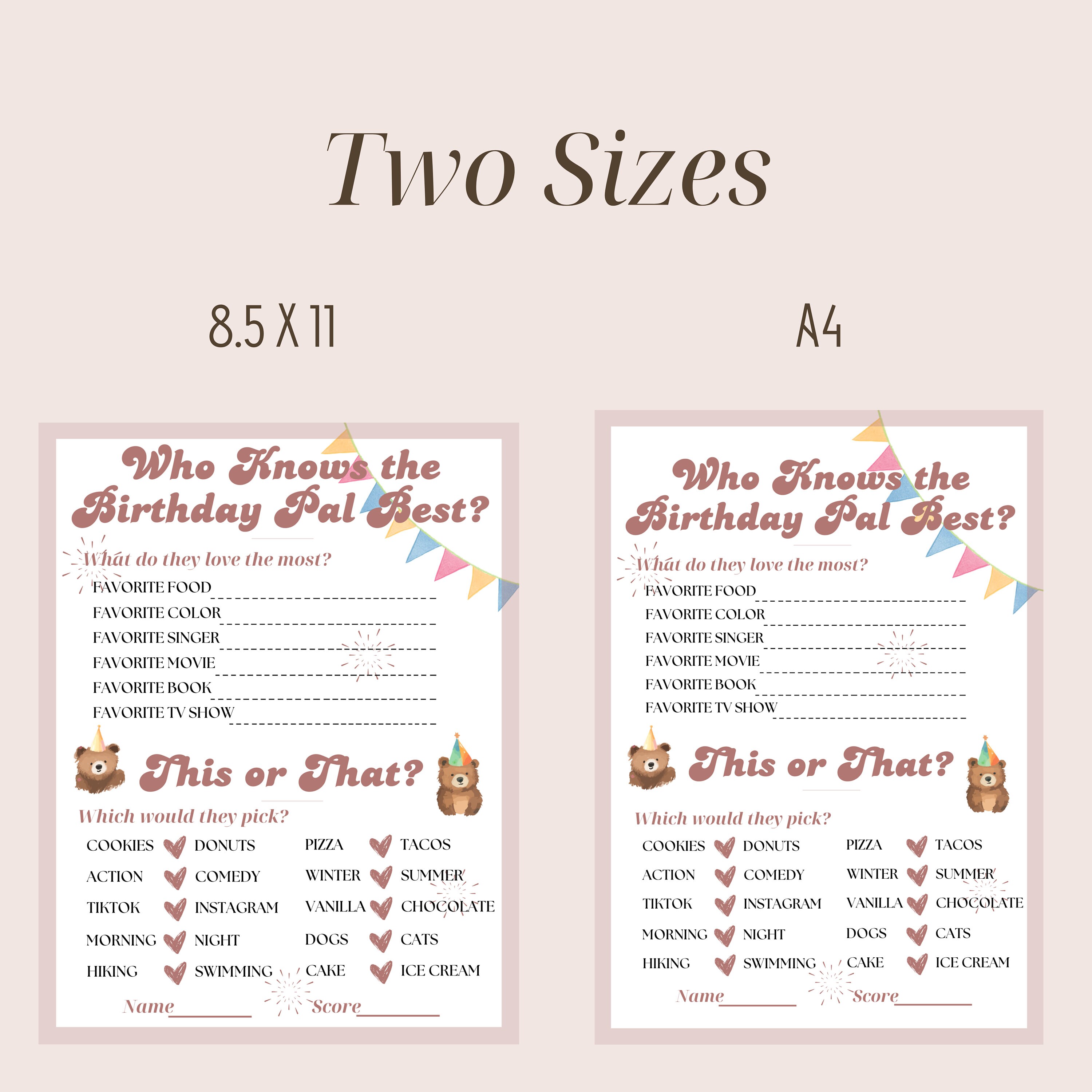 Who Knows the Birthday Pal Best, Birthday Questionnaire Activity ...