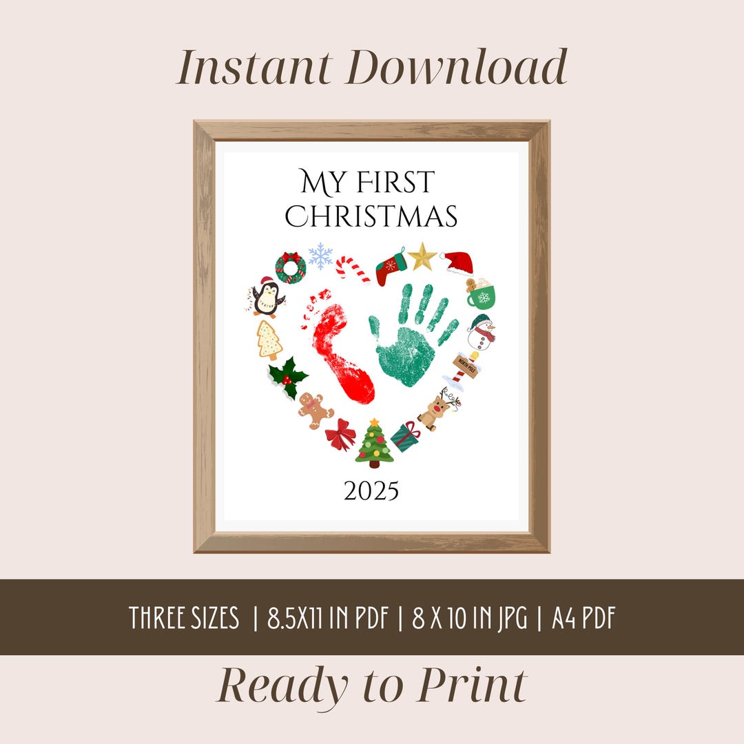 Baby’s First Christmas Handprint Craft, Christmas 2025 Handprint, My ...