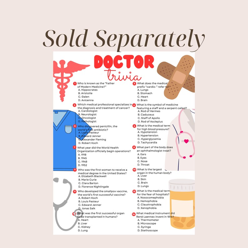 Nurse Trivia Game, Printable Nurse Game, Nurse Appreciation, Healthcare ...