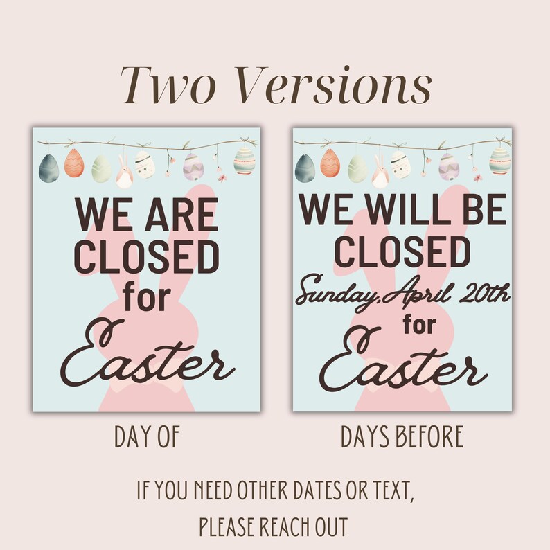 We Are Closed for Easter Printable Sign, We Will Be Closed for Easter ...
