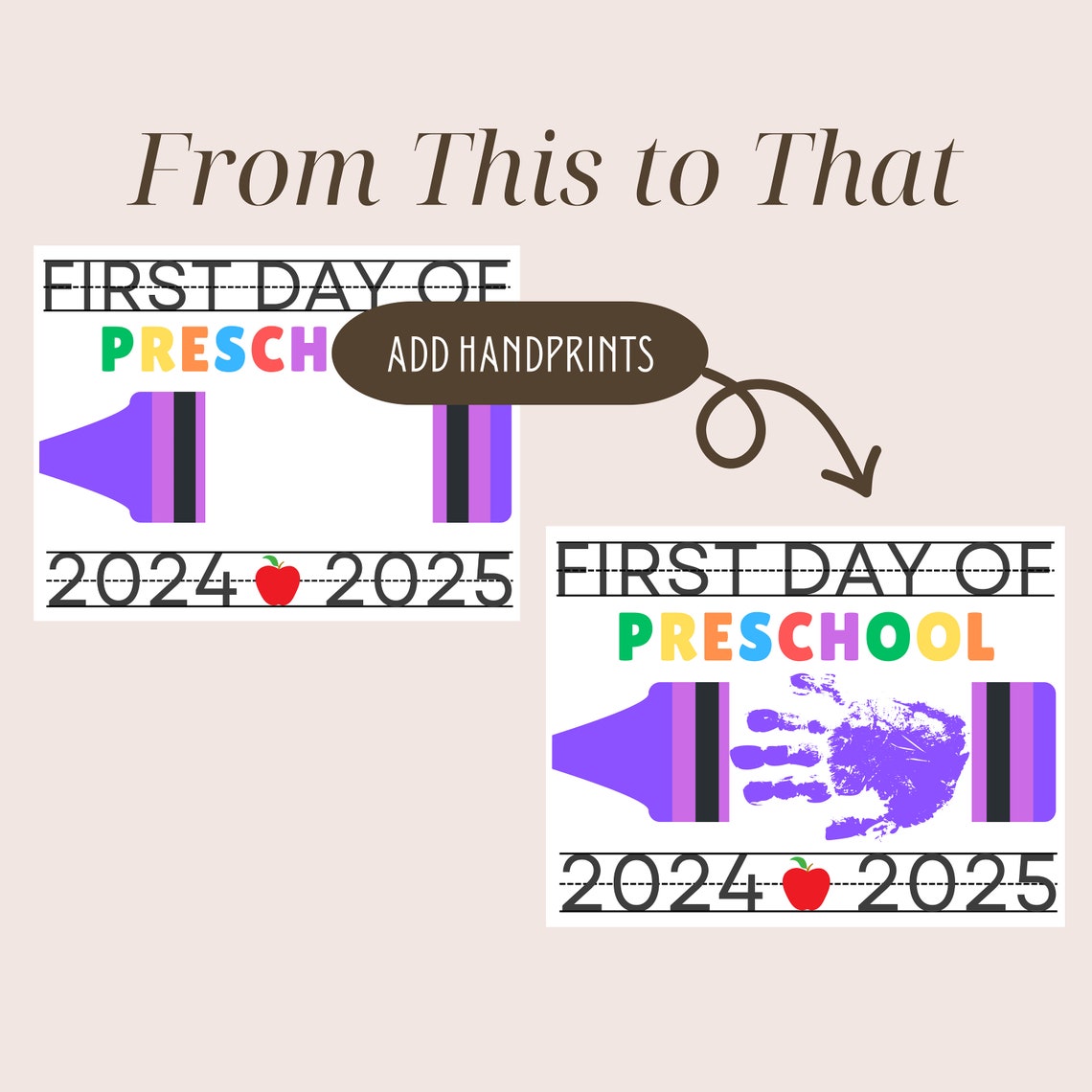 First Day of Preschool Handprint Craft, Back to School Printable ...