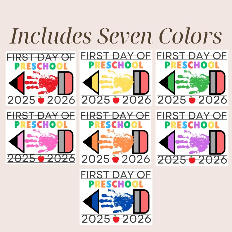 Pencil First Day of Preschool Handprint Craft, Back to School Printable ...