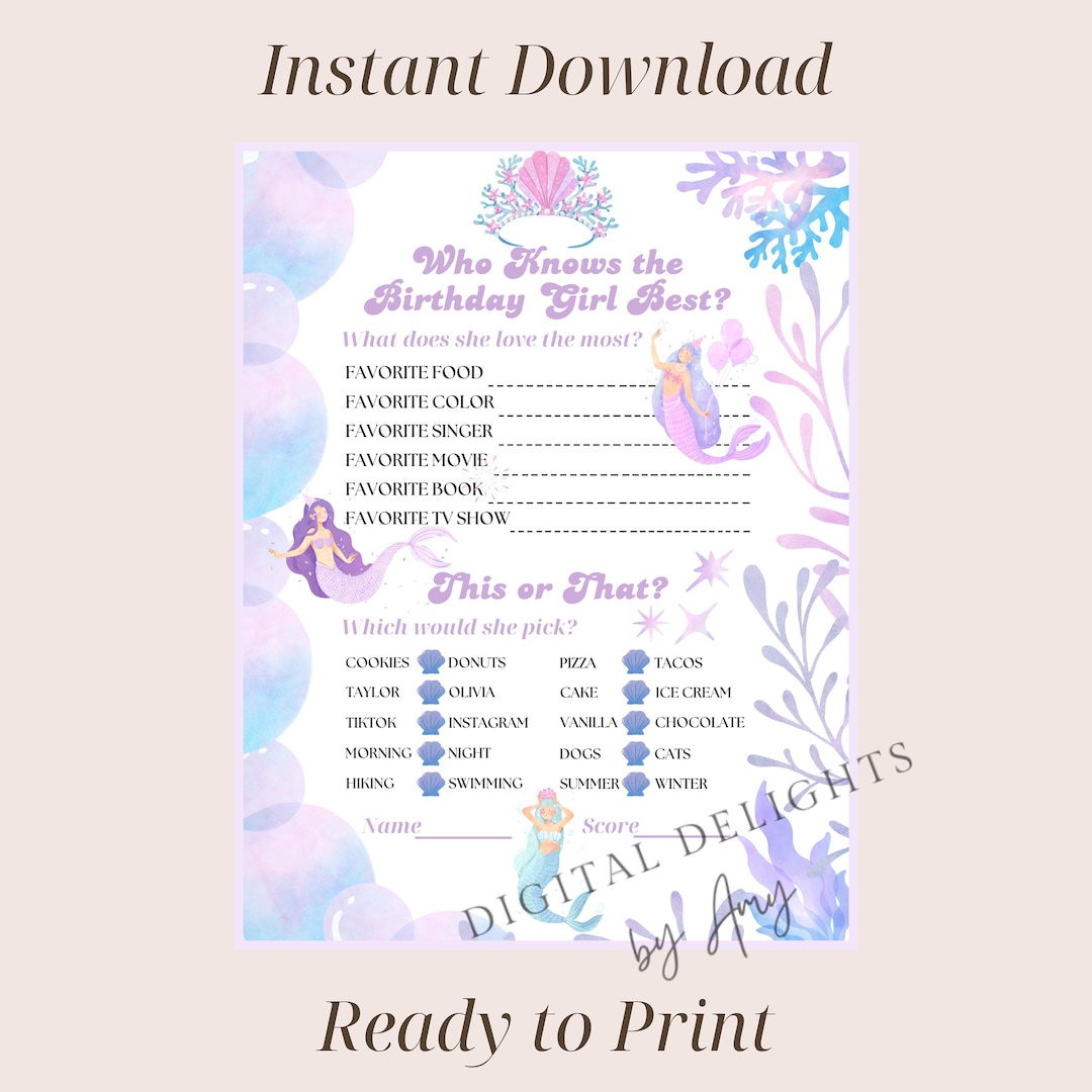 Mermaid Who Knows the Birthday Girl Best, Mermaid Theme Party, Birthday ...