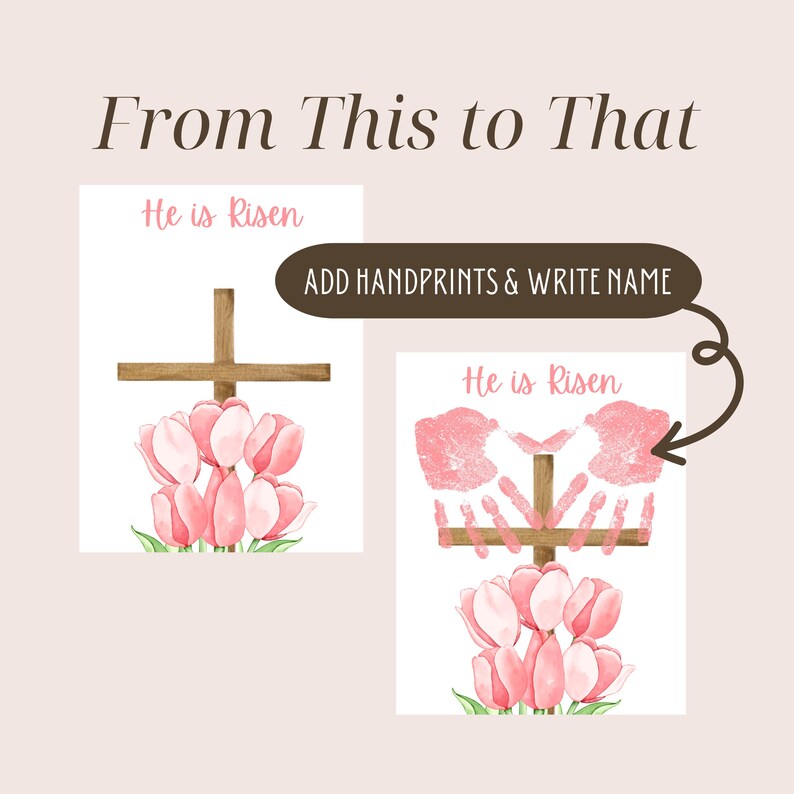 Easter Cross Handprint Craft for Kids, Easter DIY Art Printable, Sunday ...