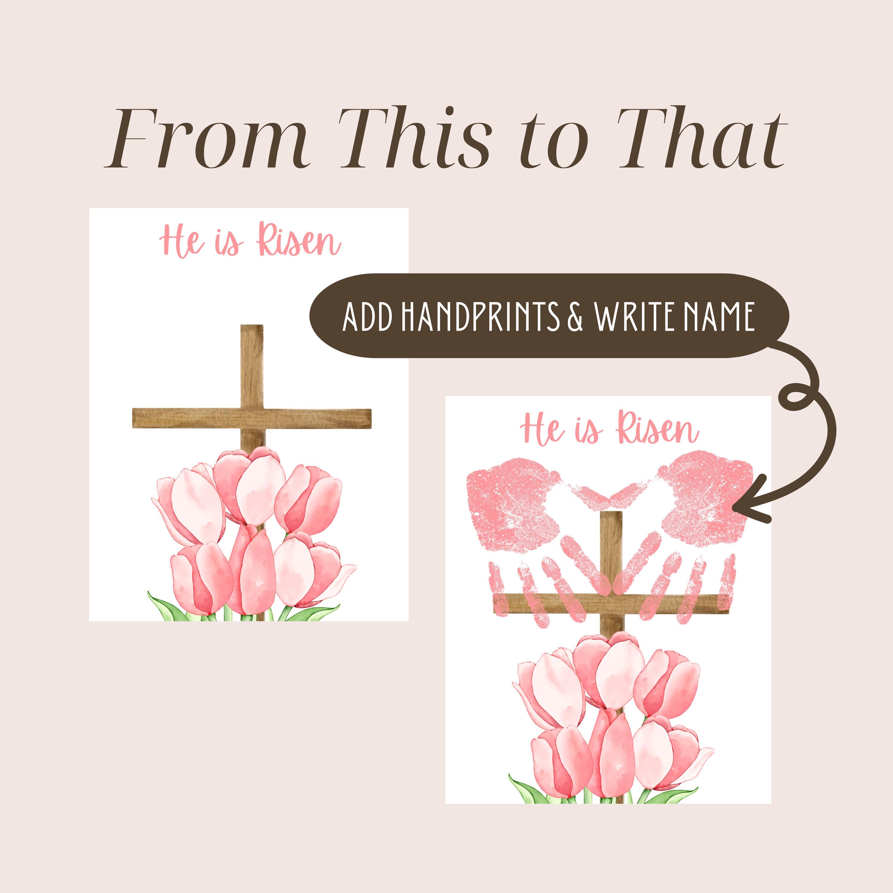 Easter Cross Handprint Craft for Kids, Easter DIY Art Printable, Sunday ...