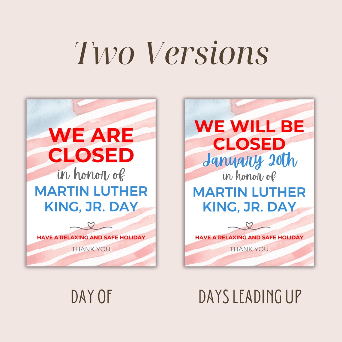 We Are Closed for MLK Day Printable Sign, We Will Be Closed for Martin ...