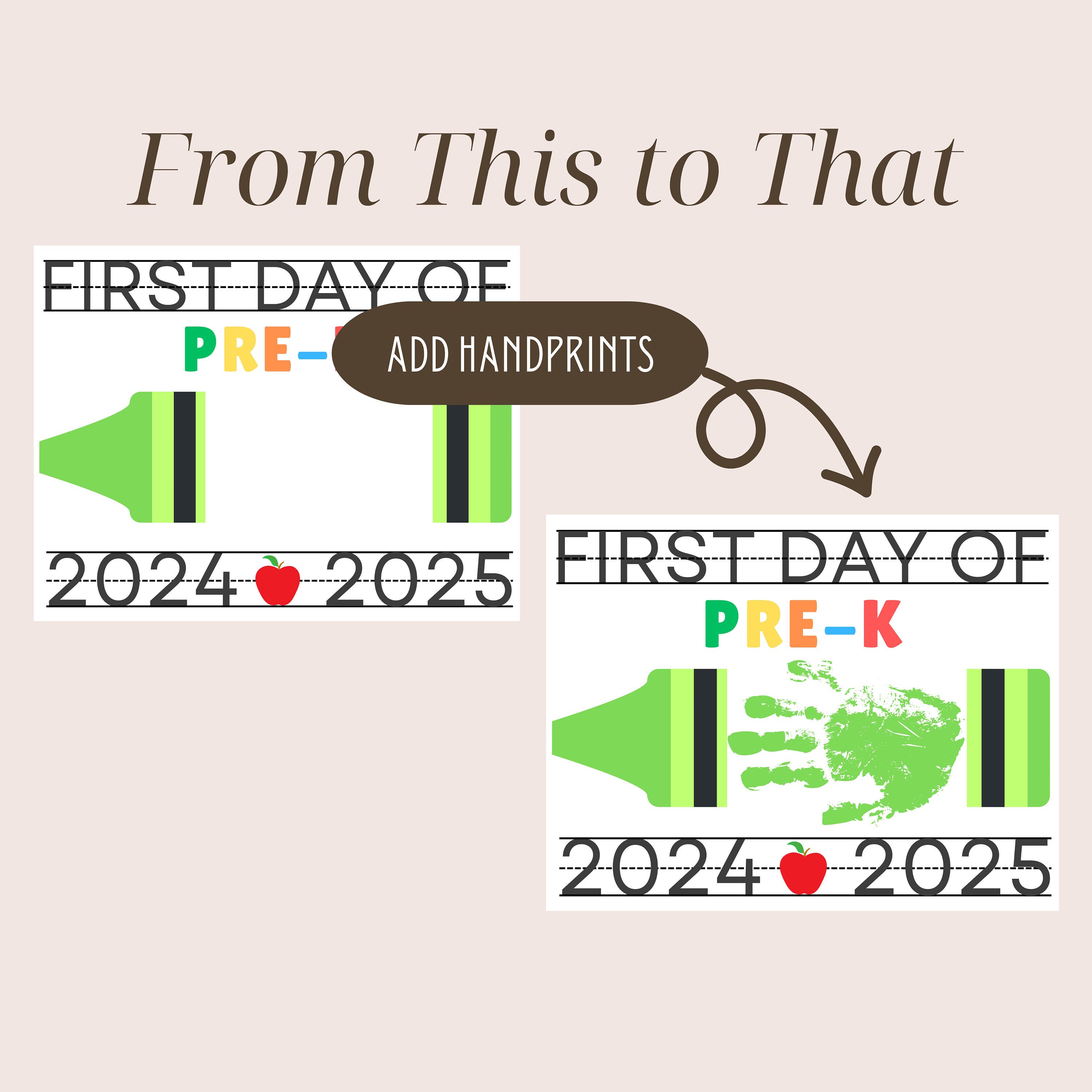 First Day of Prek Handprint Craft, Back to School Printable, Handprint ...