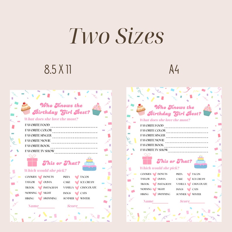 Who Knows the Birthday Girl Best, Birthday Questionnaire Activity ...