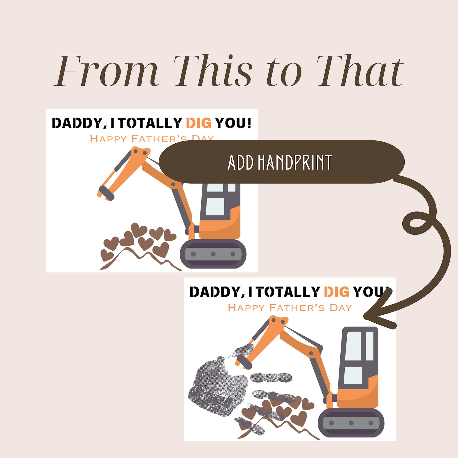 Father's Day Handprint Art, I Dig You Handprint, Gift for Dad From Kids ...